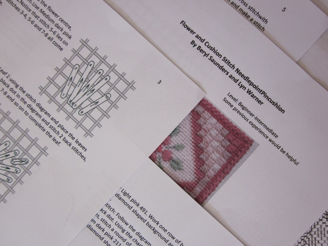 2 Canvas Work Embroidery Patterns for Pincushions, Digital Embroidery ...