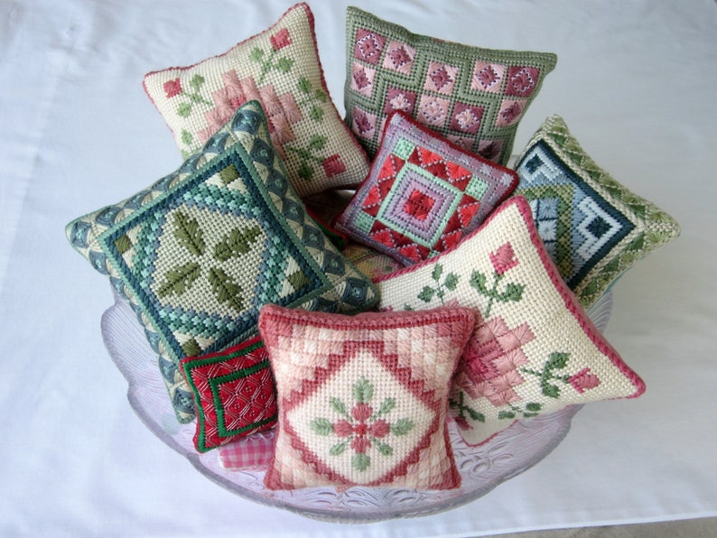 2 Canvas Work Embroidery Patterns for Pincushions, Digital Embroidery ...