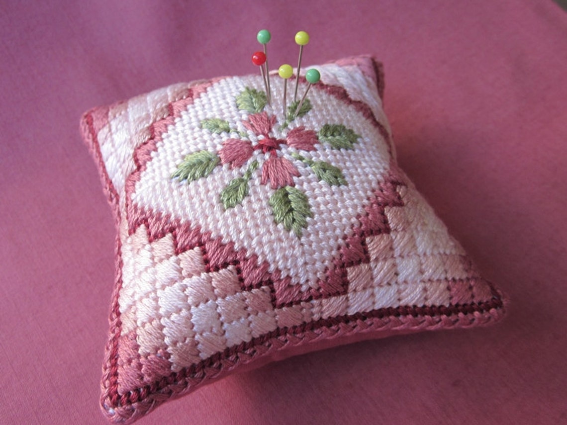 2 Canvas Work Embroidery Patterns for Pincushions, Digital Embroidery ...