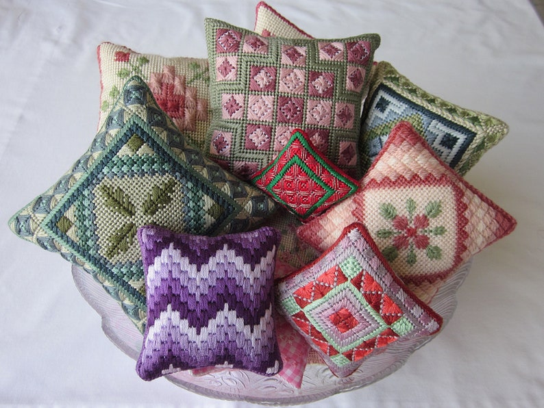 Bargello Canvas Work Pincushion Pattern, Heliotrope 'cherry Pie ...