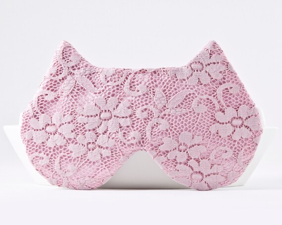 Pink Cat Sleep Mask Cat Lover Gift Lace Eye Mask for Woman | Etsy