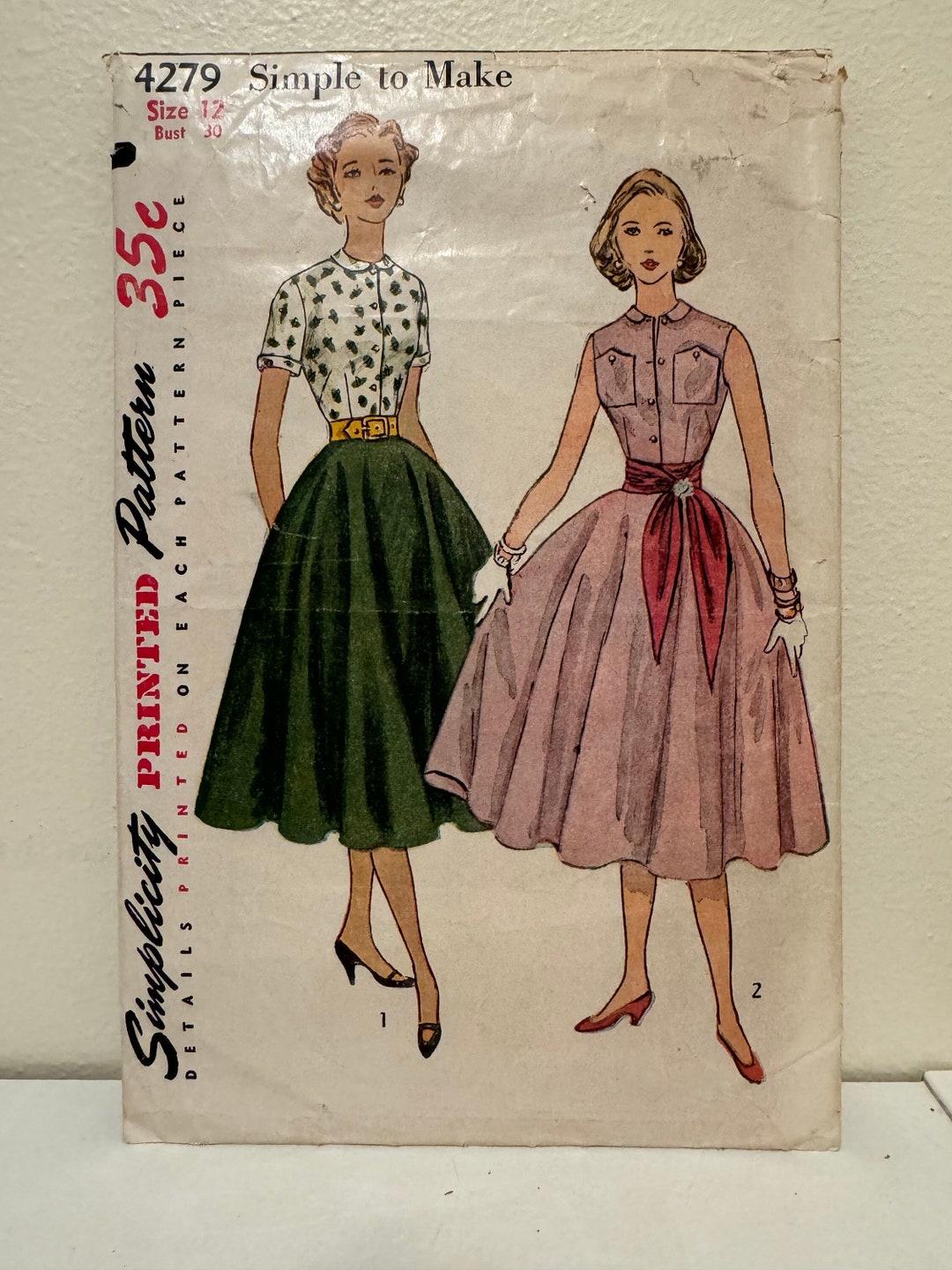 Original Vintage 1950s Simplicity Sewing Pattern 4279 Junior Misses ...