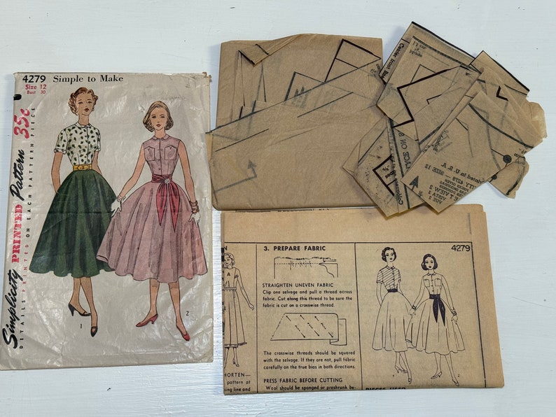 Original Vintage 1950s Simplicity Sewing Pattern 4279 Junior Misses ...