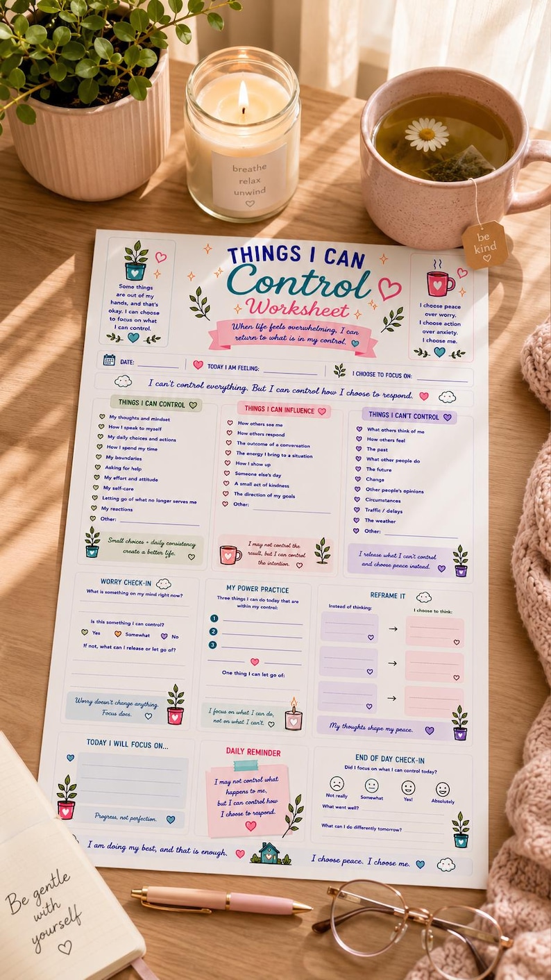Things I Can Control Worksheet | Anxiety Relief | Mental Wellness ...