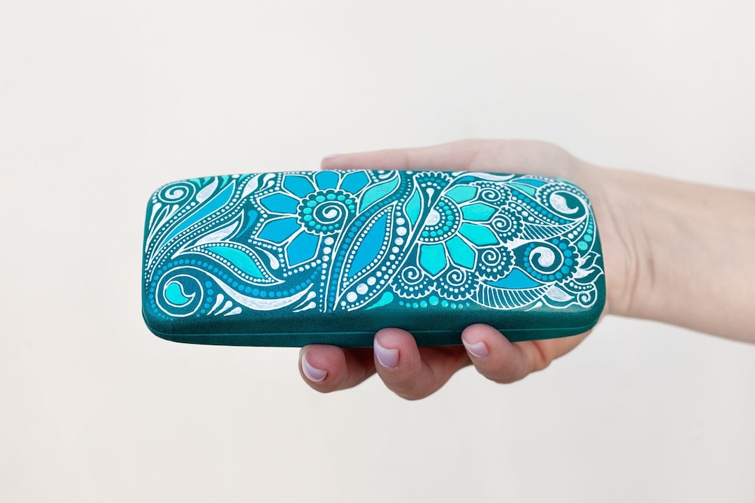 Turquoise Blue Glasses Holder, Hard Shell Glasses Case, Travel Gift for ...