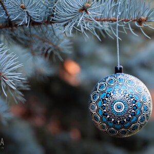 Christmas Baubles, Blue Christmas Ornaments, Hand Painted Decorations ...