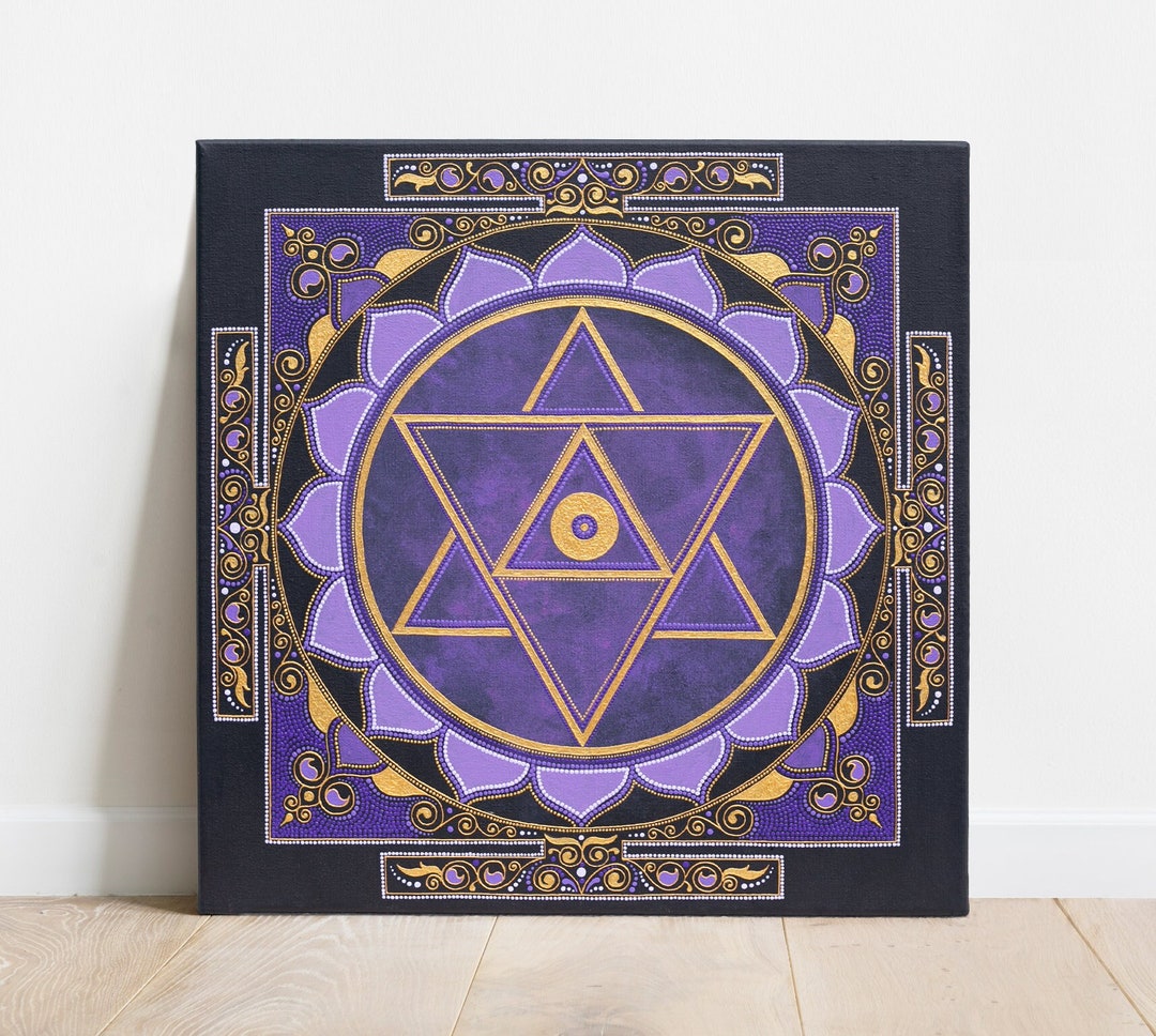 Shiva Yantra Purple Wall Art, Sacred Geometry Painting, Art for ...