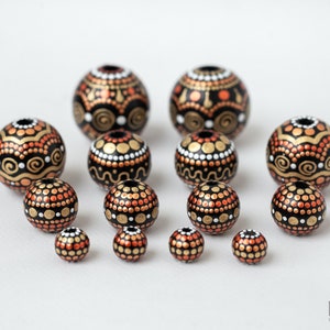 Gold African Wooden Beads Set, Unique Round Beads for Jewellery Making ...