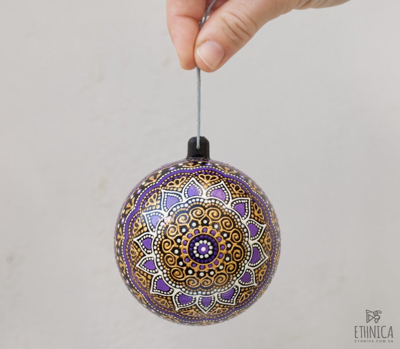 Purple Christmas bauble mandala ornament Custom ornaments | Etsy