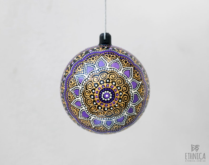 Purple Christmas bauble mandala ornament Custom ornaments | Etsy