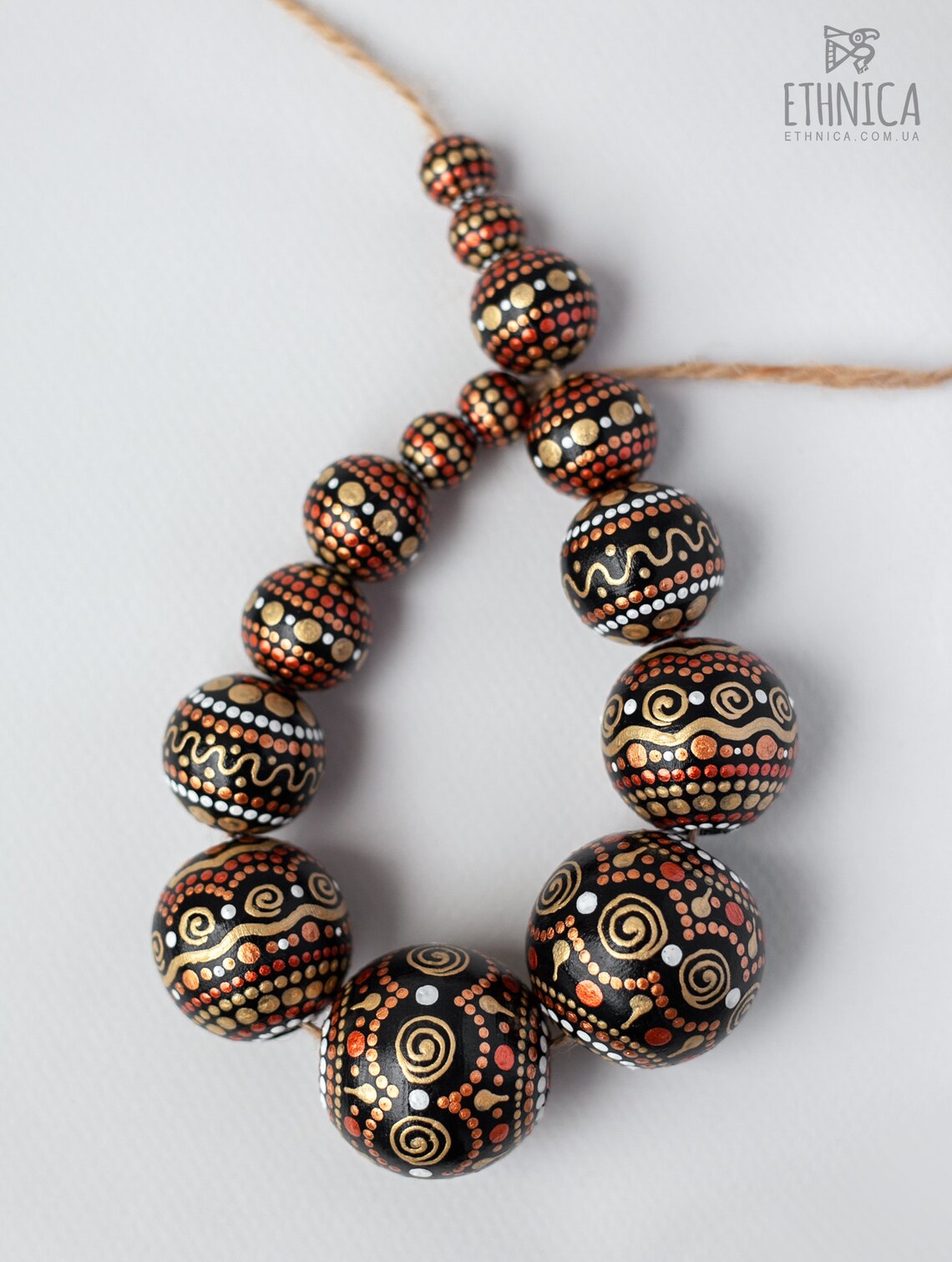 Gold African Wooden Beads Set, Unique Round Beads for Jewellery Making ...