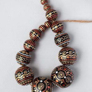 Gold African Wooden Beads Set, Unique Round Beads for Jewellery Making ...