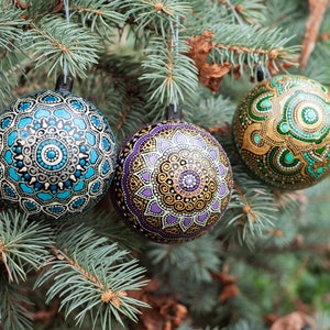 Christmas Baubles, Blue Christmas Ornaments, Hand Painted Decorations ...