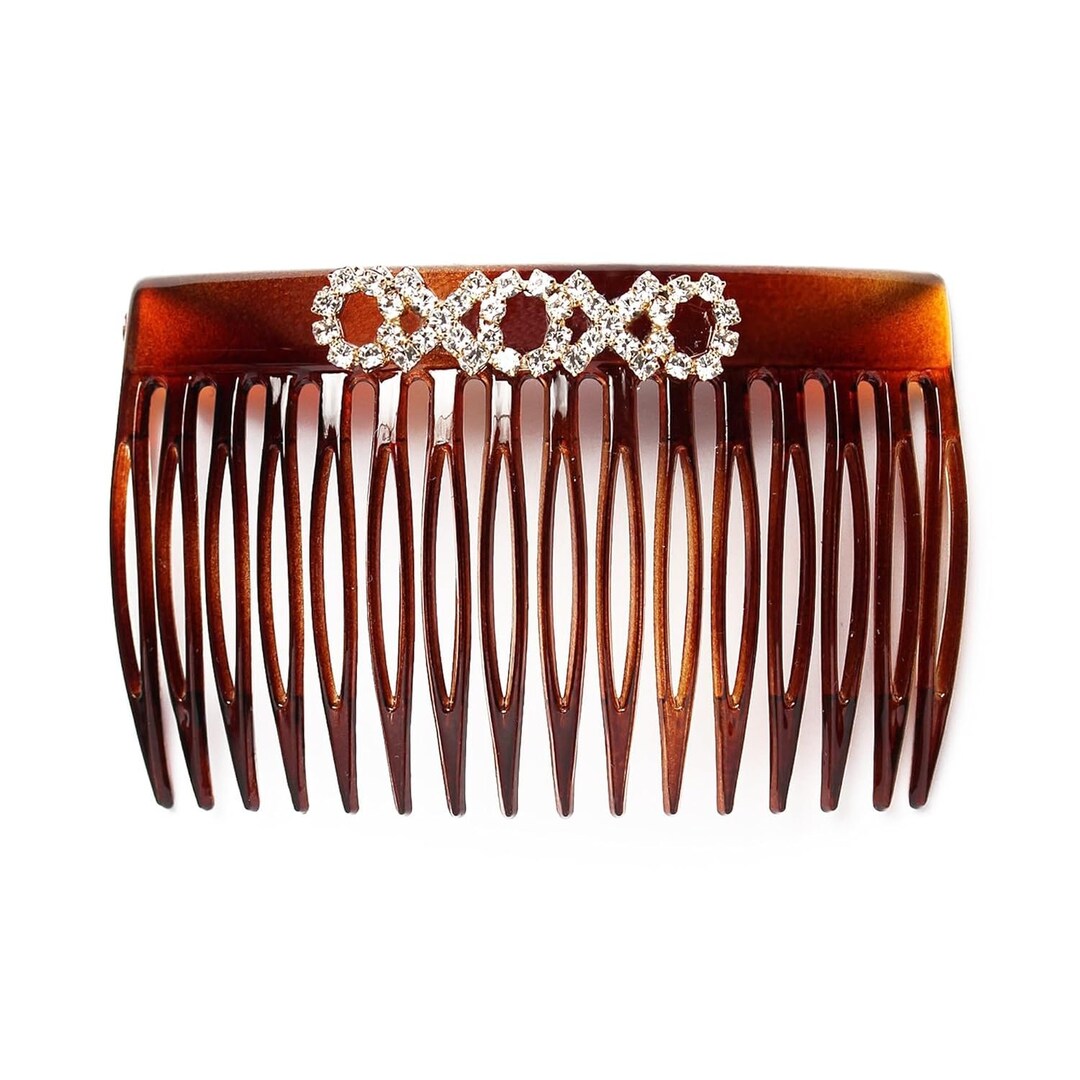 Rhinestone XOXOX Hugs & Kisses on French Made Comb of Black Tortoise or ...