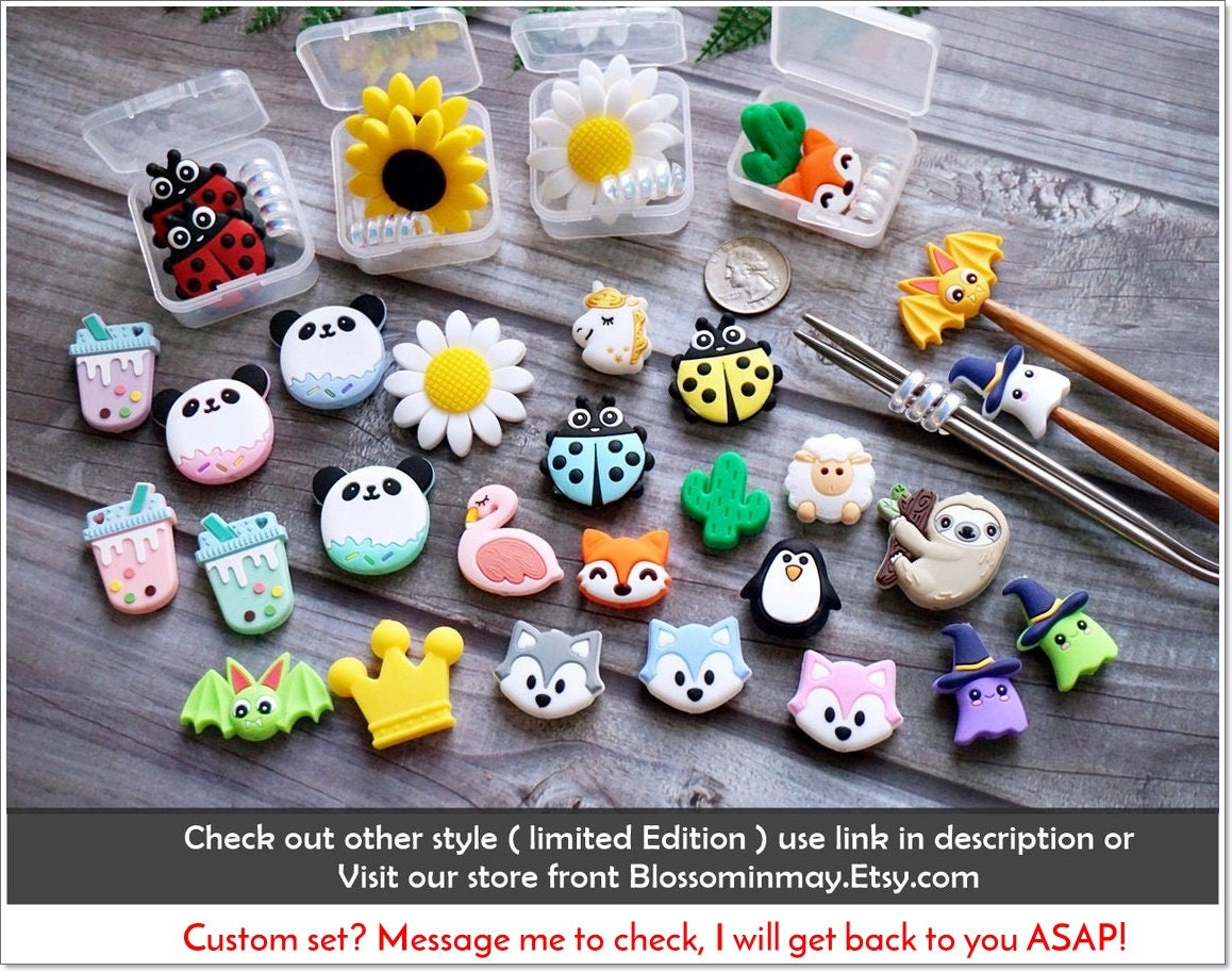 3 Pairs whimsical knitting stoppers DPN Needle caps end | Etsy