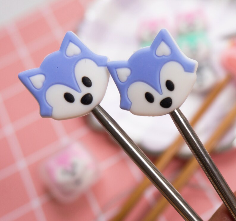 A Pair of Knitting Needle Stoppers Come in Storage Box for | Etsy