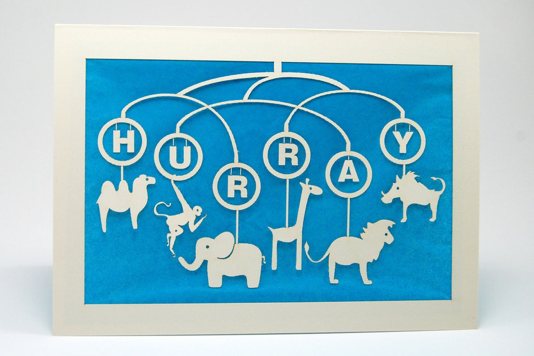 Hurray !!!! Animal Mobile Baby Invitation or Congratulations Card ...