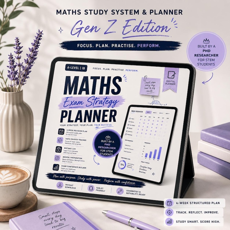 A-level & IB Math Study Planner | Digital Exam Revision Planner | Math ...