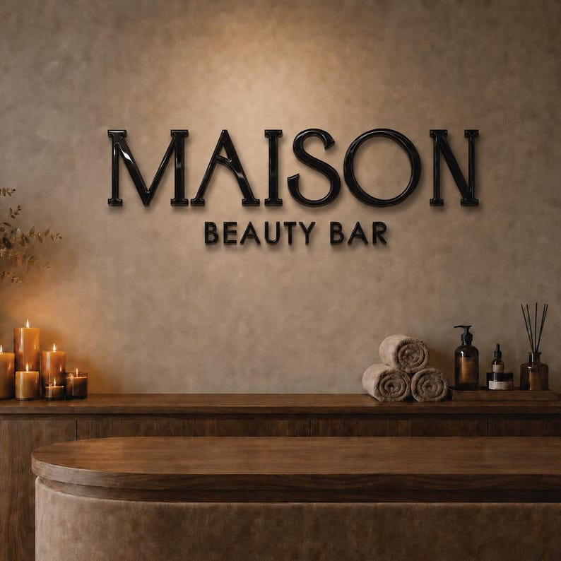 Custom White Acrylic Logo Sign, Beauty Bar Reception Decor, 3D Business ...