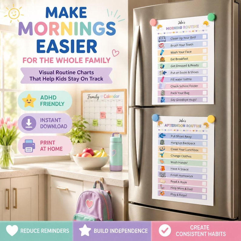 Neurodivergent Daily Routine Chart for Girls and Boys | ADHD Visual ...