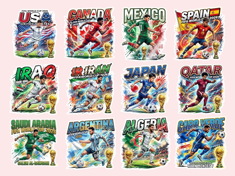 World Cup 2026 Football Player Stickers | PNG Clipart Bundle (digital ...