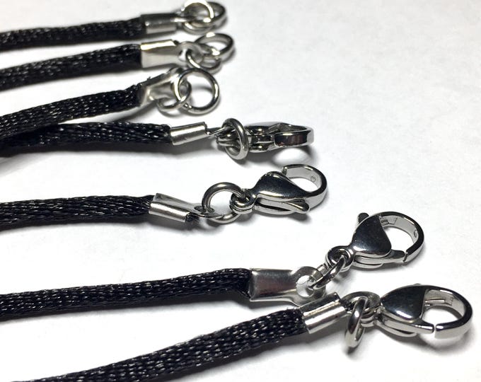 Black Cord Necklaces, Black Satin Cord Necklaces for Making Jewelry ...