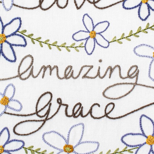 Amazing Grace Embroidery Pattern Christian Hymn Home Decor | Etsy