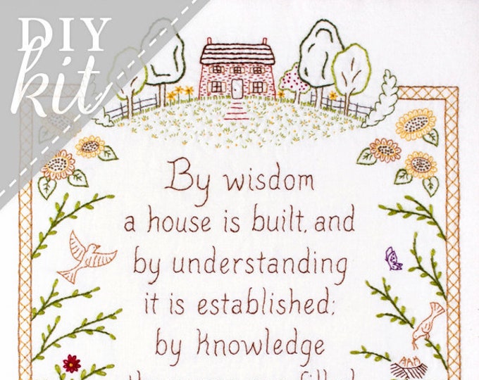 By Wisdom a House is Built Proverbs Embroidery KIT in Color Wedding ...