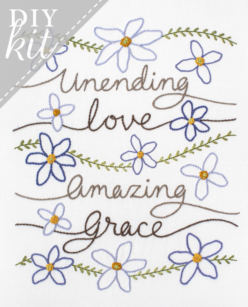 Amazing Grace - Embroidery Kit - Christian Hymn Home Decor - Wedding ...