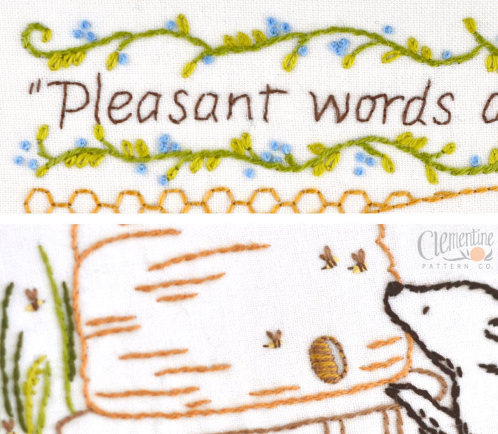 Pleasant Words - 100% Cotton Embroidery Pattern - Etsy