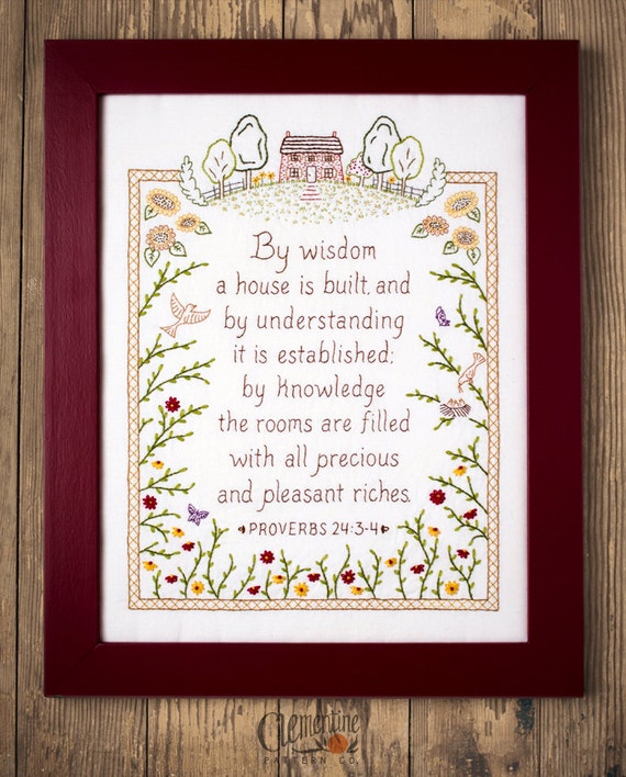 By Wisdom a House is Built Proverbs Embroidery Pattern in - Etsy