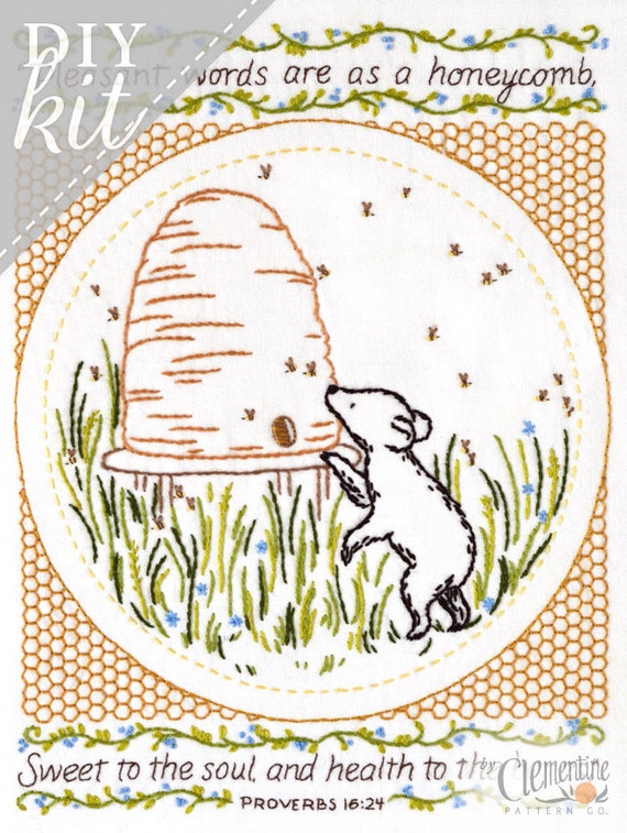 Pleasant Words Complete Embroidery KIT Honeycomb Beehive - Etsy