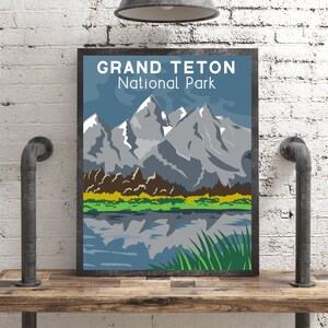 Grand Teton Poster National Park Gift, Wyoming Wall Art - Etsy