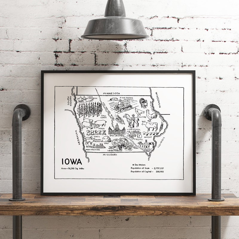 Iowa Print - Etsy