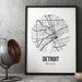 Detroit Poster Wall Art Print Detroit City Map Housewarming - Etsy