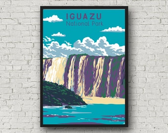 Iguazu Falls Argentina Vintage Travel Poster - Etsy Australia
