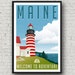 Maine Travel Poster Print, Vintage Style State Art - Etsy