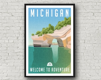 Pictured Rocks, Upper Peninsula, Lake Superior, Michigan Print, Great ...