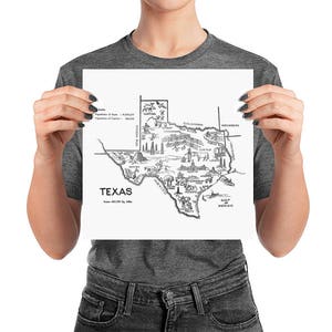 Texas Map State Wall Art Print, Vintage Poster Kids Decor - Etsy