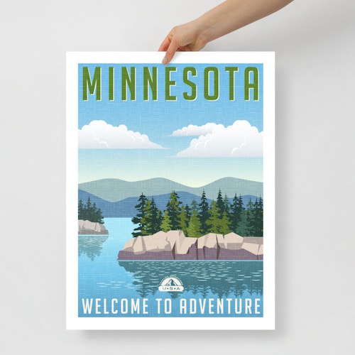 Minnesota Poster Travel Print Vintage Style Minnesota Art - Etsy