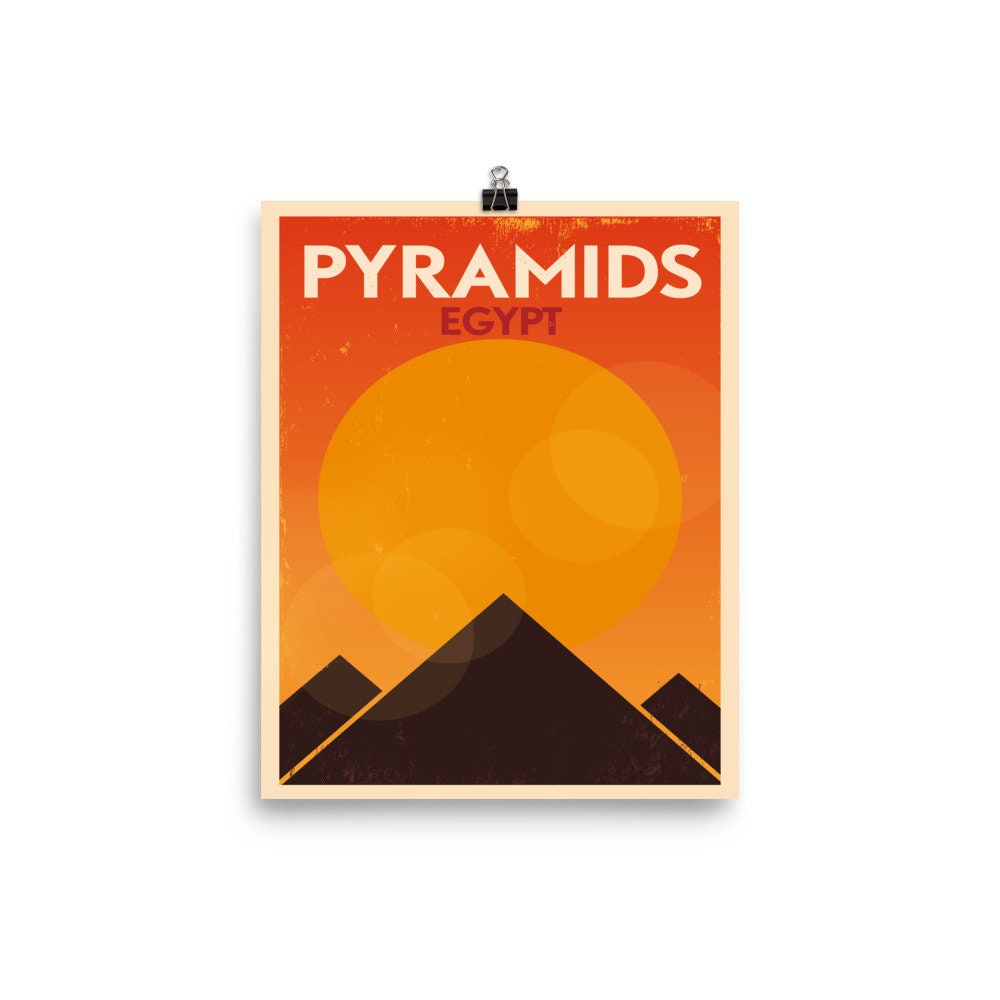 Egyptian Pyramids Poster Retro Style Egypt Wall Art Travel | Etsy
