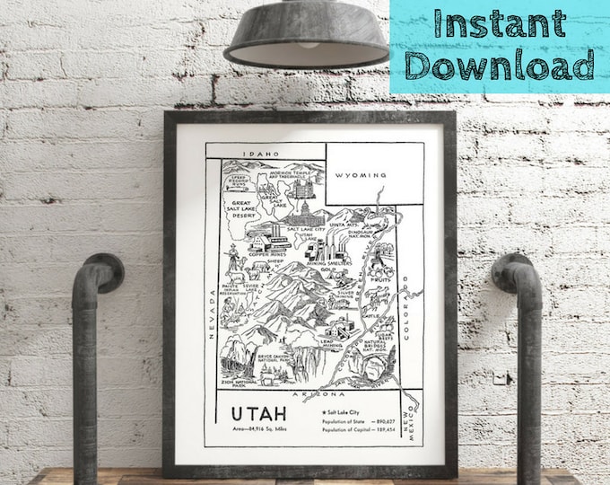 State of Utah Coloring Page DIGITAL DOWNLOAD- Digital Coloring Page ...