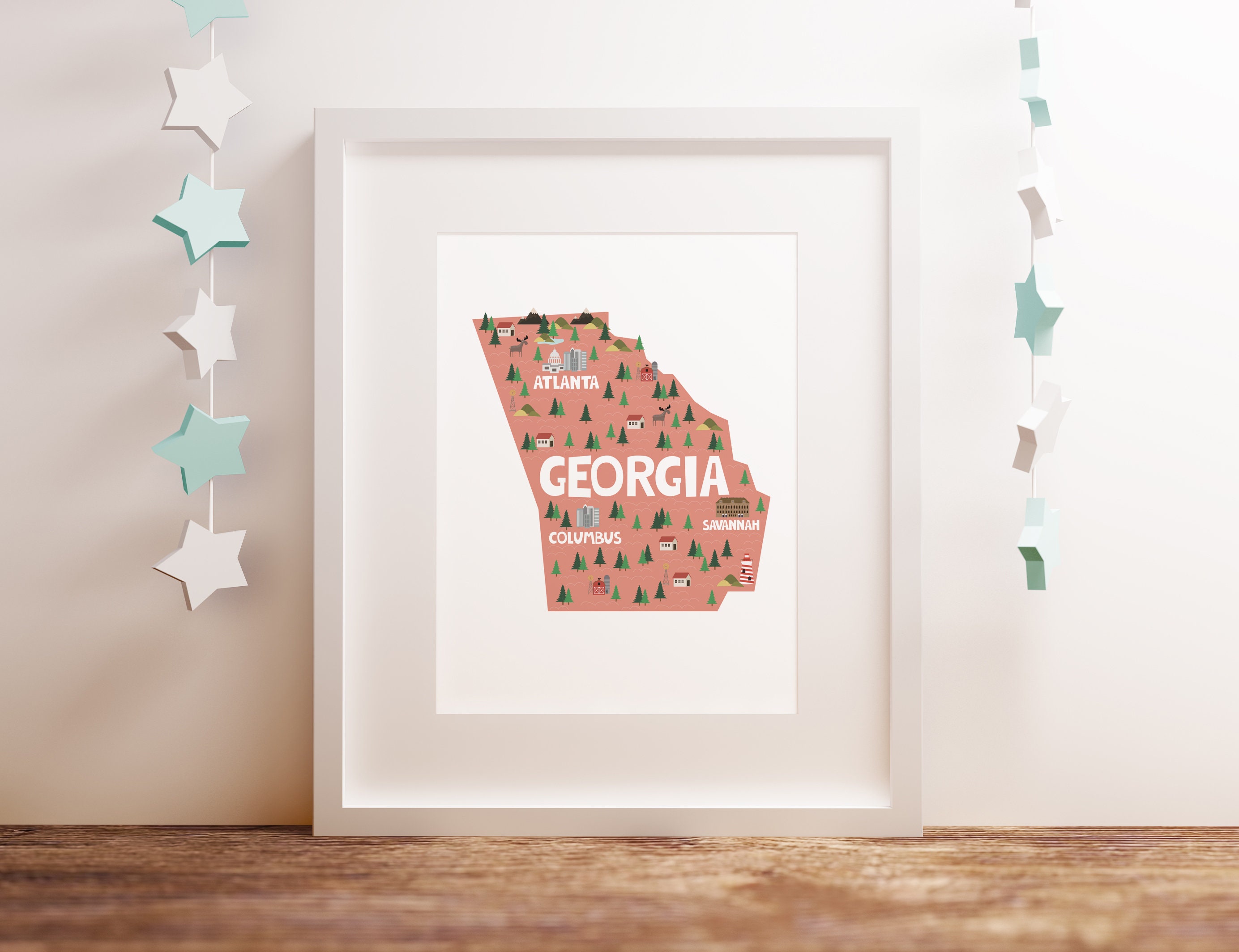 Georgia Map Print State Wall Art Nursery Room State Poster | Etsy