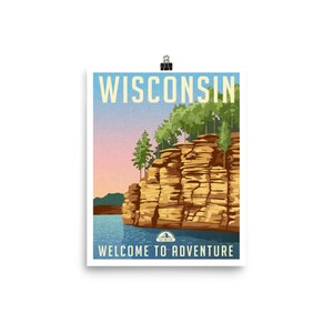 Wisconsin Poster Travel Print, Vintage Style Wisconsin Art - Etsy