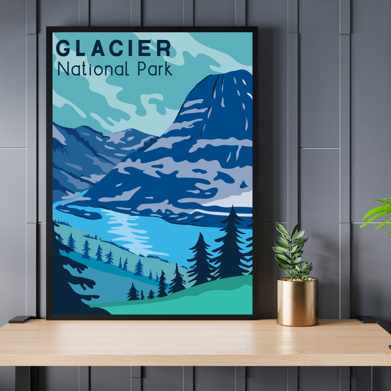 Glacier National Park Poster Vintage Montana Wall Art Retro - Etsy