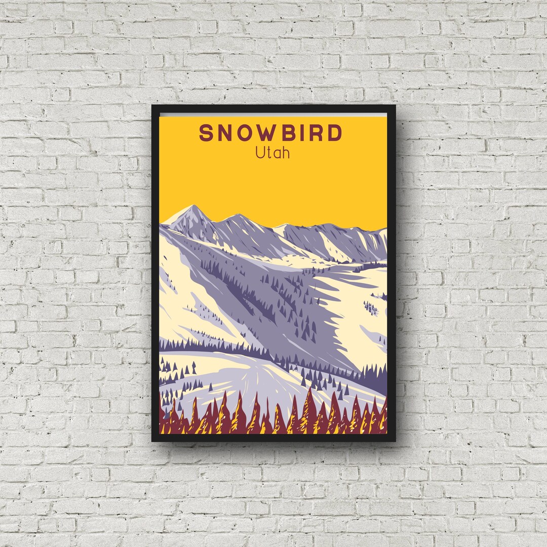 Snowbird Poster Ski Utah Gift, Vintage Style Travel Wall Art - Etsy
