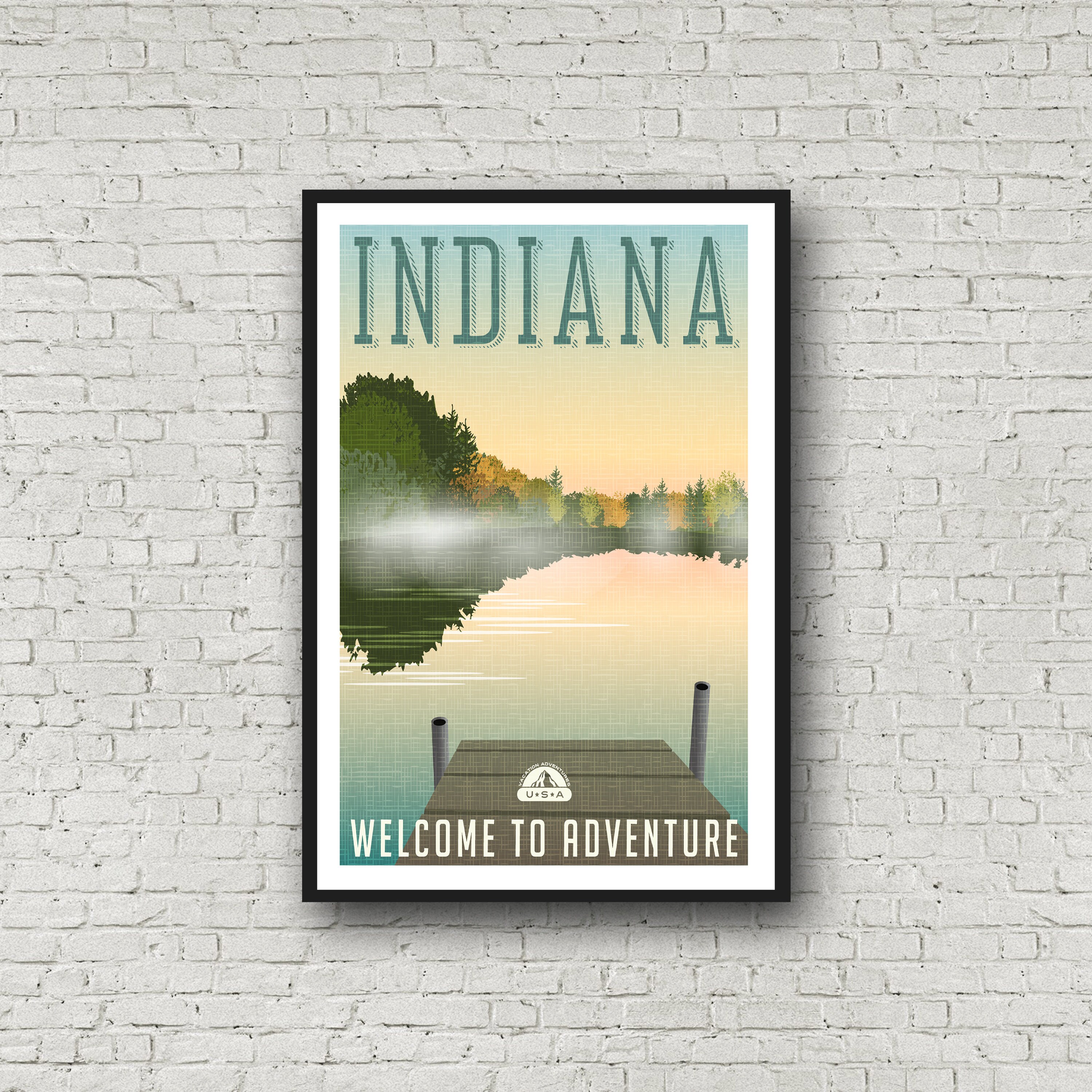 Indiana Travel Poster Retro Style Indiana Art Vintage Home | Etsy