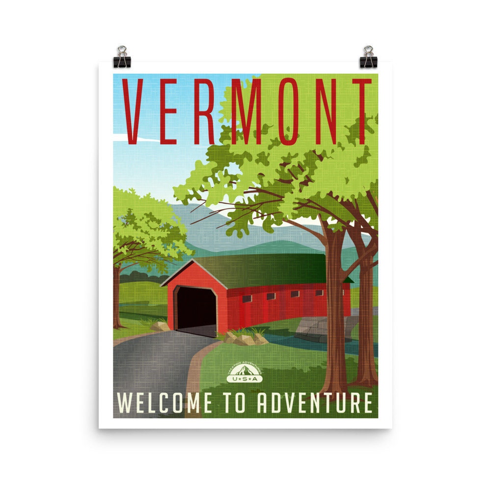 Vermont Travel Poster Print Vintage Style State Wall Art - Etsy Ireland