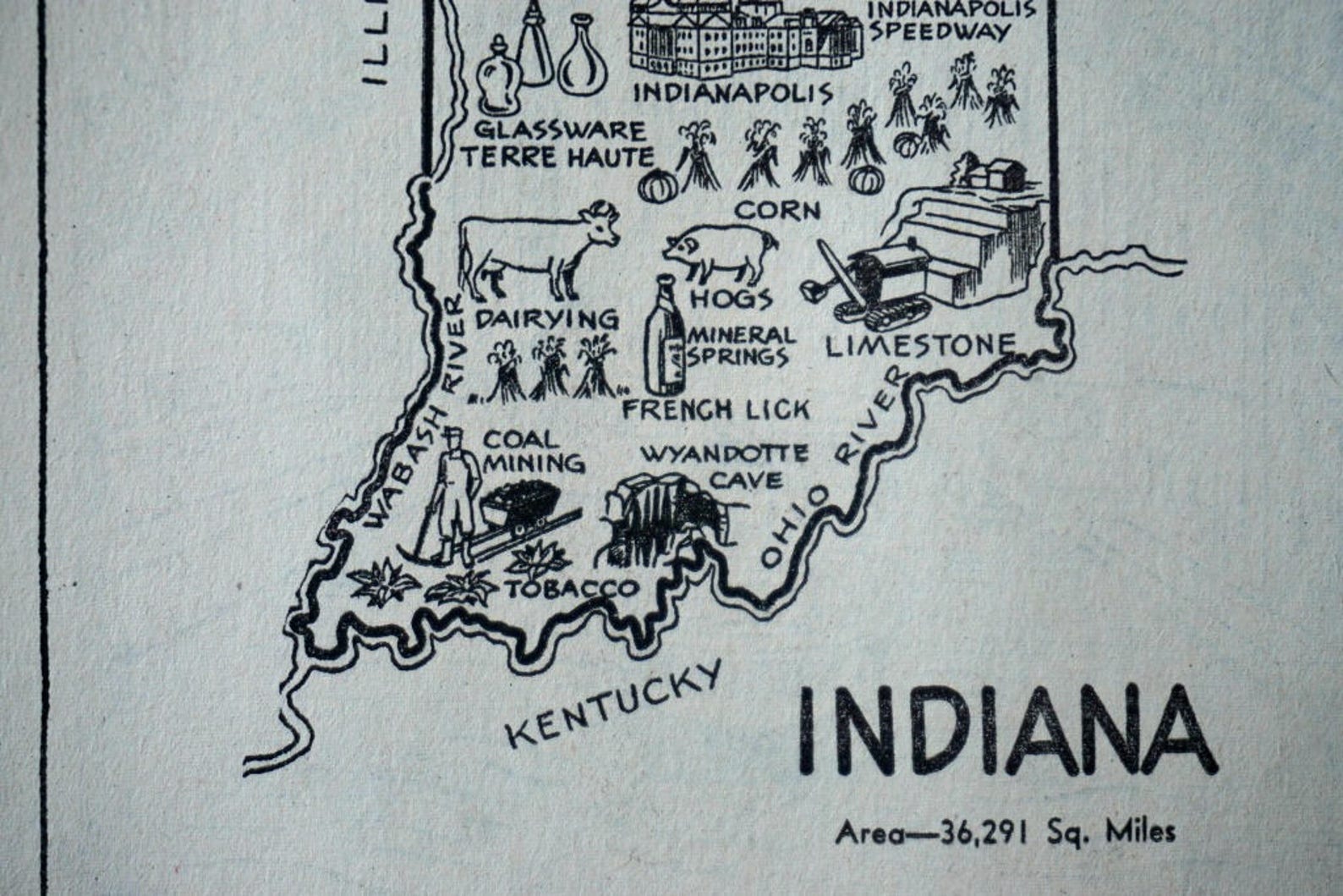 Indiana Map Coloring Book Page / Vintage Map Art / State Wall | Etsy