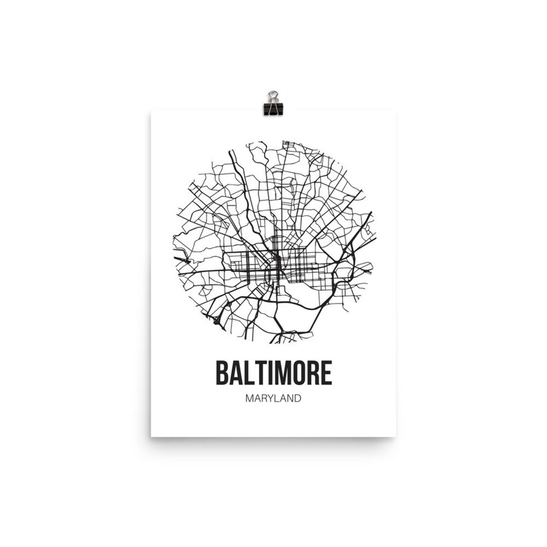 Baltimore Map Wall Decor City Map Poster Baltimore Wall Art | Etsy